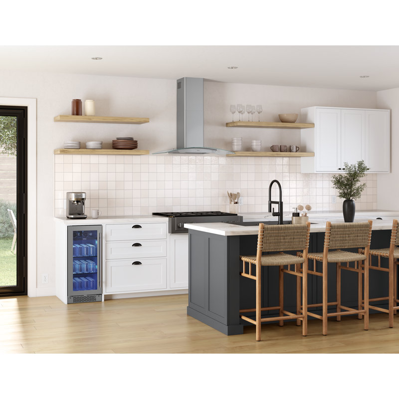 Zephyr Brisas 36 in. 600 CFM Curved Glass Wall Mount Range Hood with LED Lights in Stainless ...